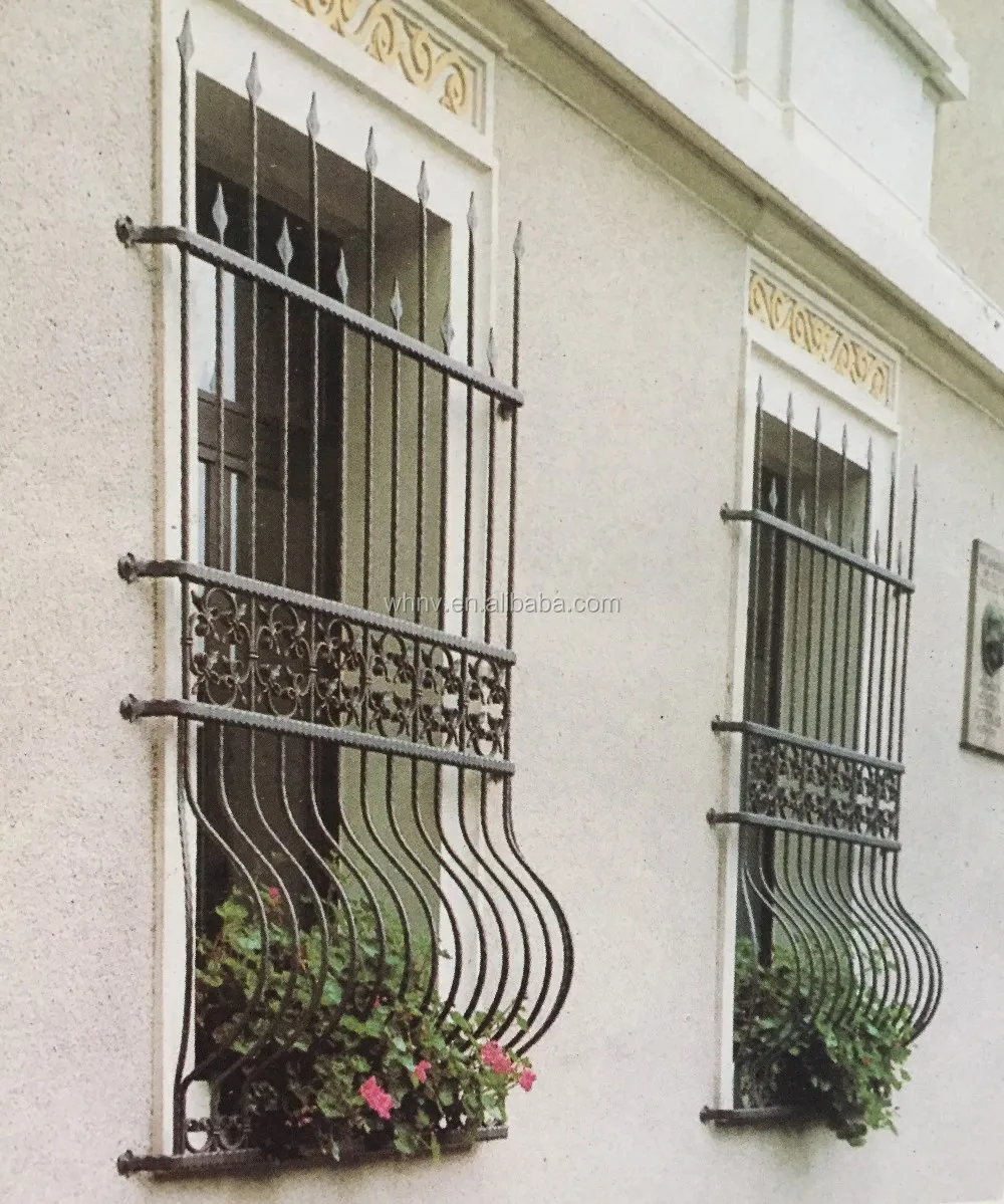 Ornamental Wrought Iron Window Grill Design for Security