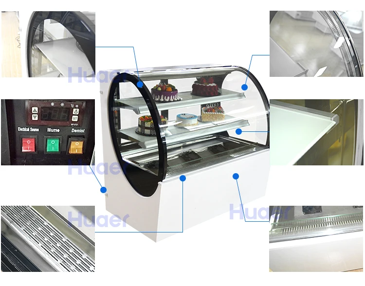 Wholesale Sweet Counter Glass Refrigerated Oval Display Cake Freezer