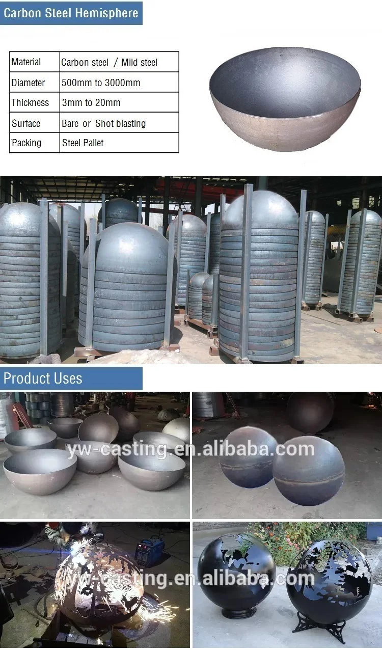 Metal Large Half Sphere Bowl Hemispheres Carbon Mild Steel 6mm ...