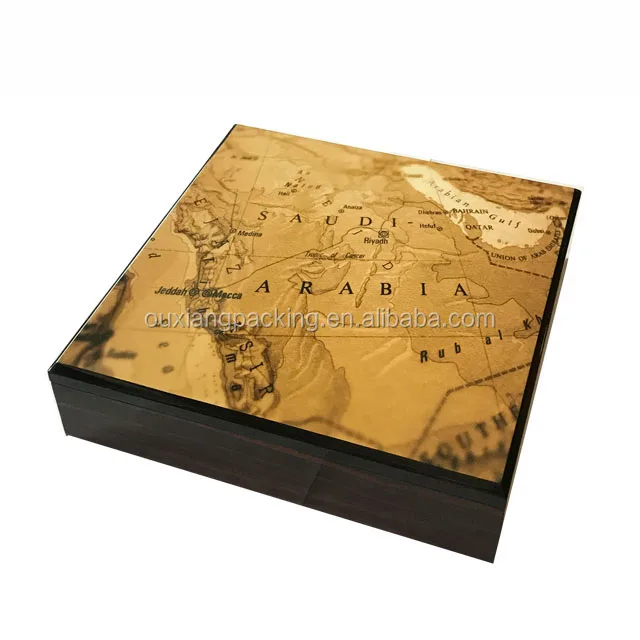 SAUDI ARABIA Market Hot Sale Map Lid Wooden Chocolate Box