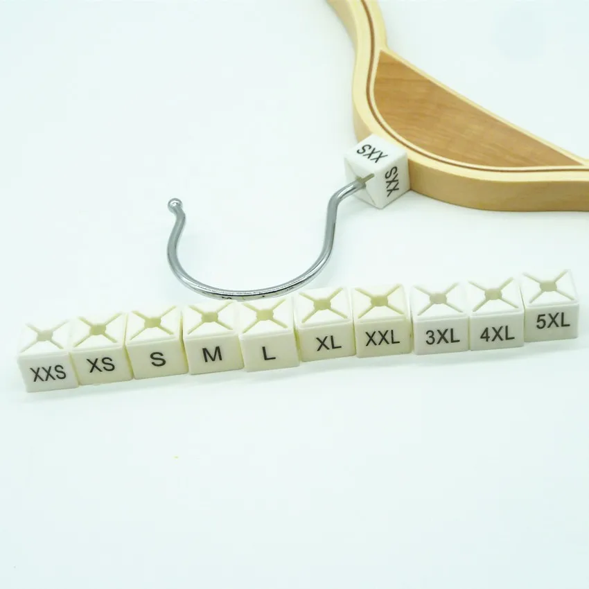 Pre-printed White Plastic Size Markers for Clothes Hangers