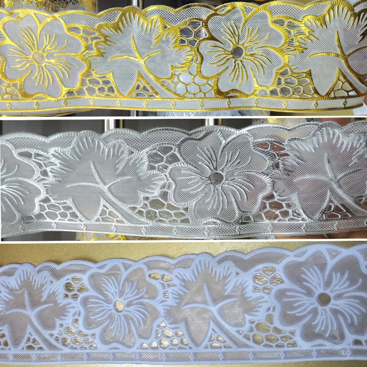 3" PVC Lace Border with Gold - Elegant Home & Hotel Decor