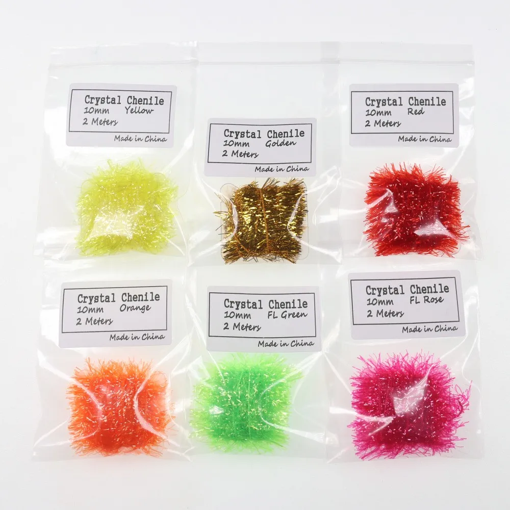 10mm Fly Tying Crystal Flash Chenile Hackle Flasher