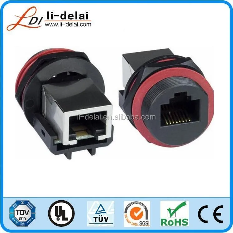 Front Panel Mount Rj45 Socket With Cable Waterproof Connector - Buy ...