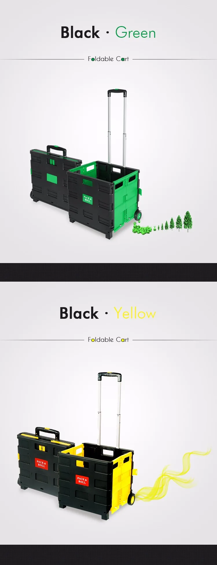 Collapsible Portable Folding Shopping Cart with Wheels - Eco-Fashion ...
