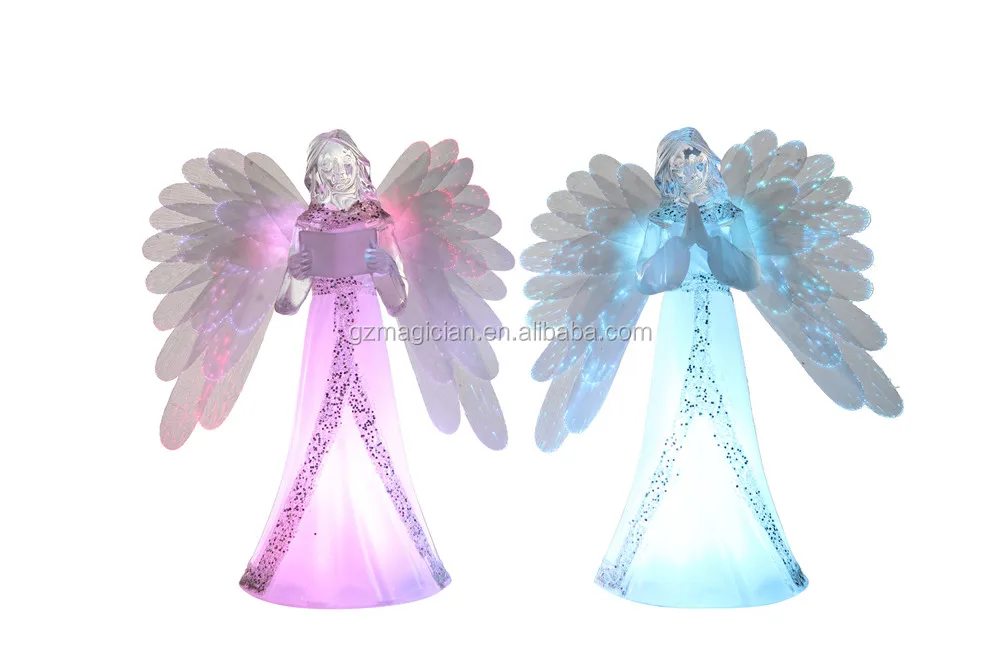 Wholesale color changing glass fiber optic angel figurines with led for ...