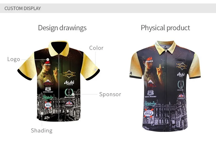 Printing Dart Uniforms Dart Shirt With Collar Mens And Women Darts ...