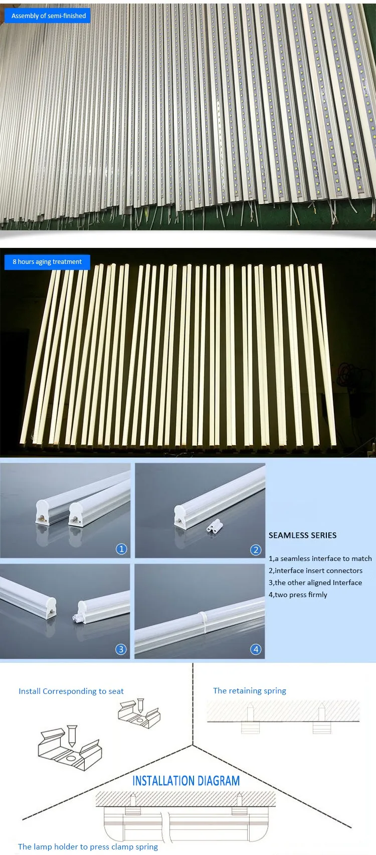 High Bright 5w T5 Led Tube Lighting 300mm 1 Foot Office Led Tube Light ...