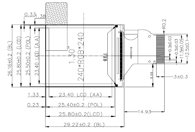 Small Tft 1.3inch Connector Fpc 240x240 Ic St7789vw - Buy Tft 1.3inch ...