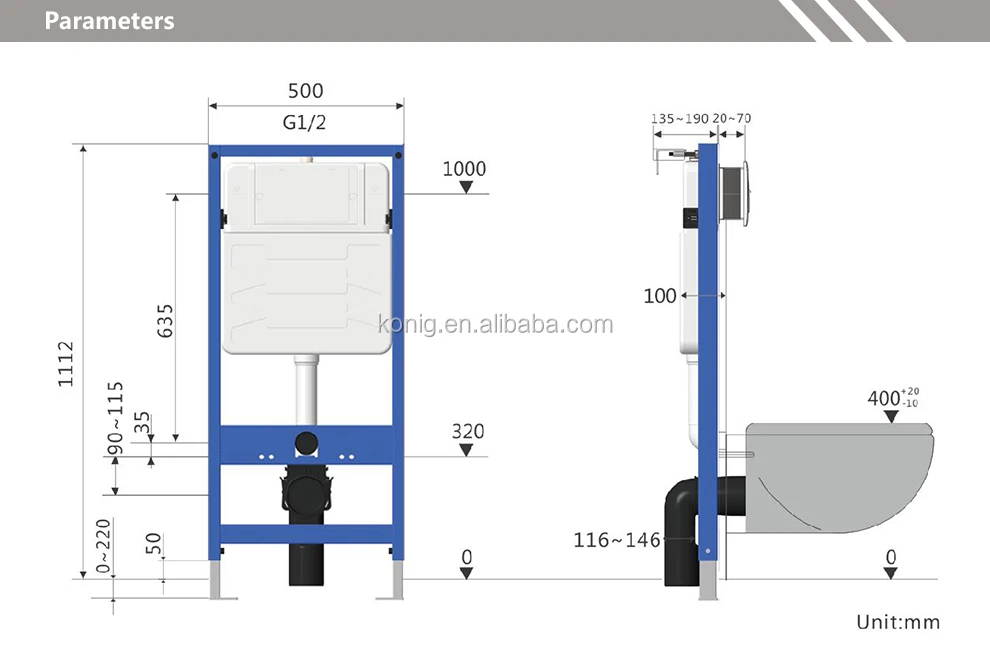 7.5 L Big Capactity Water Tank Flashing Pp Hidden Cistern Wc - Buy ...