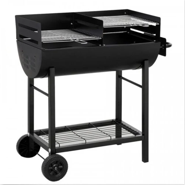 Adjustable Height BBQ Grill with Chimney - Charcoal Grill