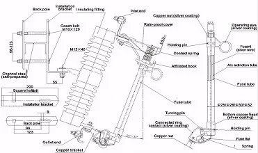 36kv Drop Out Fuse Cutout for Distribution Overhead Power Lines Distributor