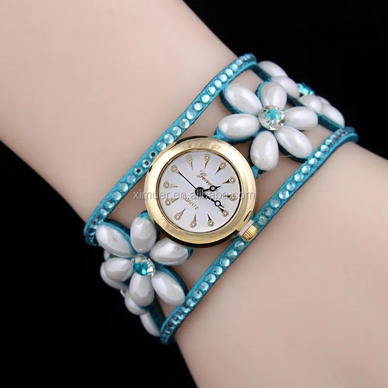 Latest Wholesale Colorful Pearl Wrist Watch Hand Watch For Girl - Buy ...