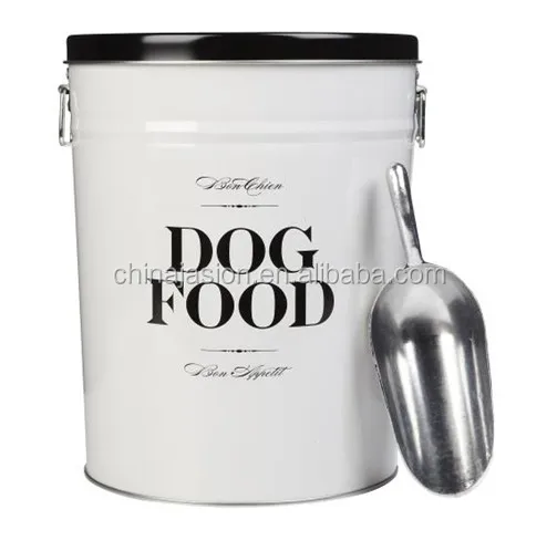 Galvanized Metal Round Rectangle Shape Dog Treats Canister Pet Food ...