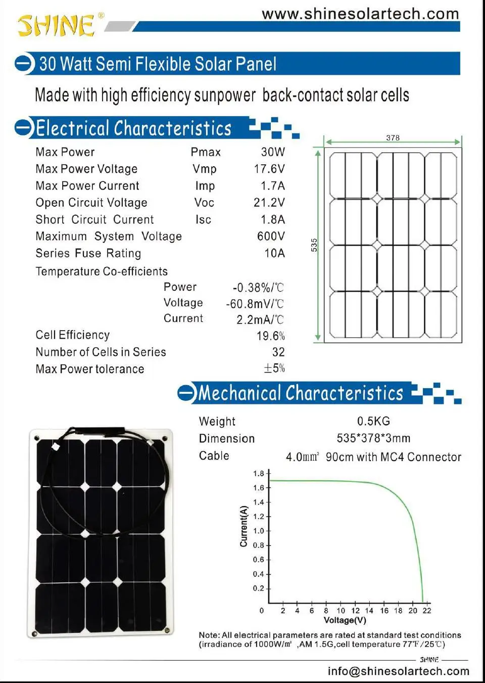 30w Flexible Solar Panel Caravan,Rv,Boat,Yacht,Marine 30 Watt Light ...