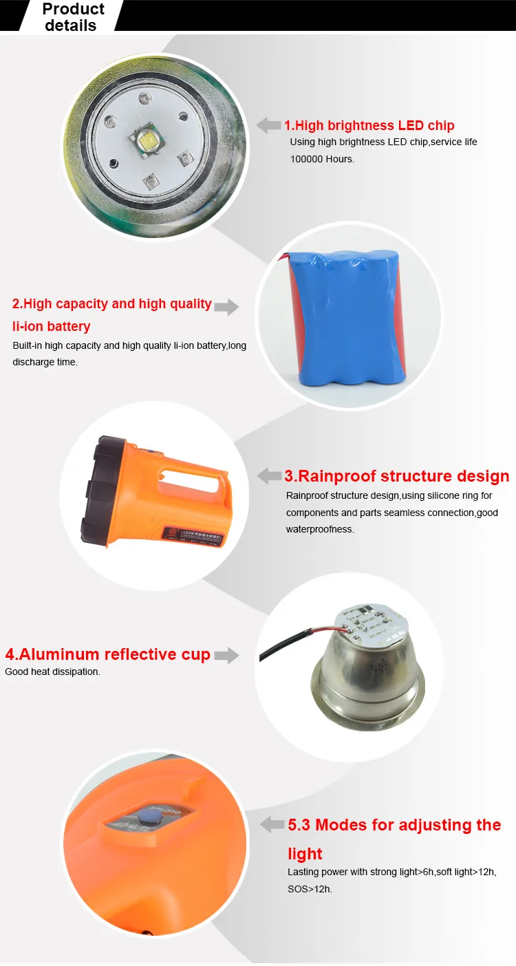 10w Rechargeable High Power Led Searchlight - Buy Searchlight,Led ...