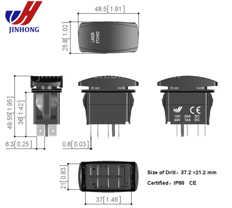 Dc12v 6 Pin 3 Position Double Pole Led Light Bar Car Sealed Rocker ...