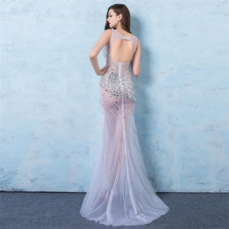 2019 Latest Ladies V Neck Crystal Applique Club Wear Public Relations ...