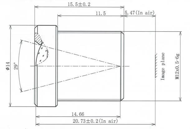 1/3" F1.8 12mm CCTV Lens - 20 Degree FOV IR Board Cam