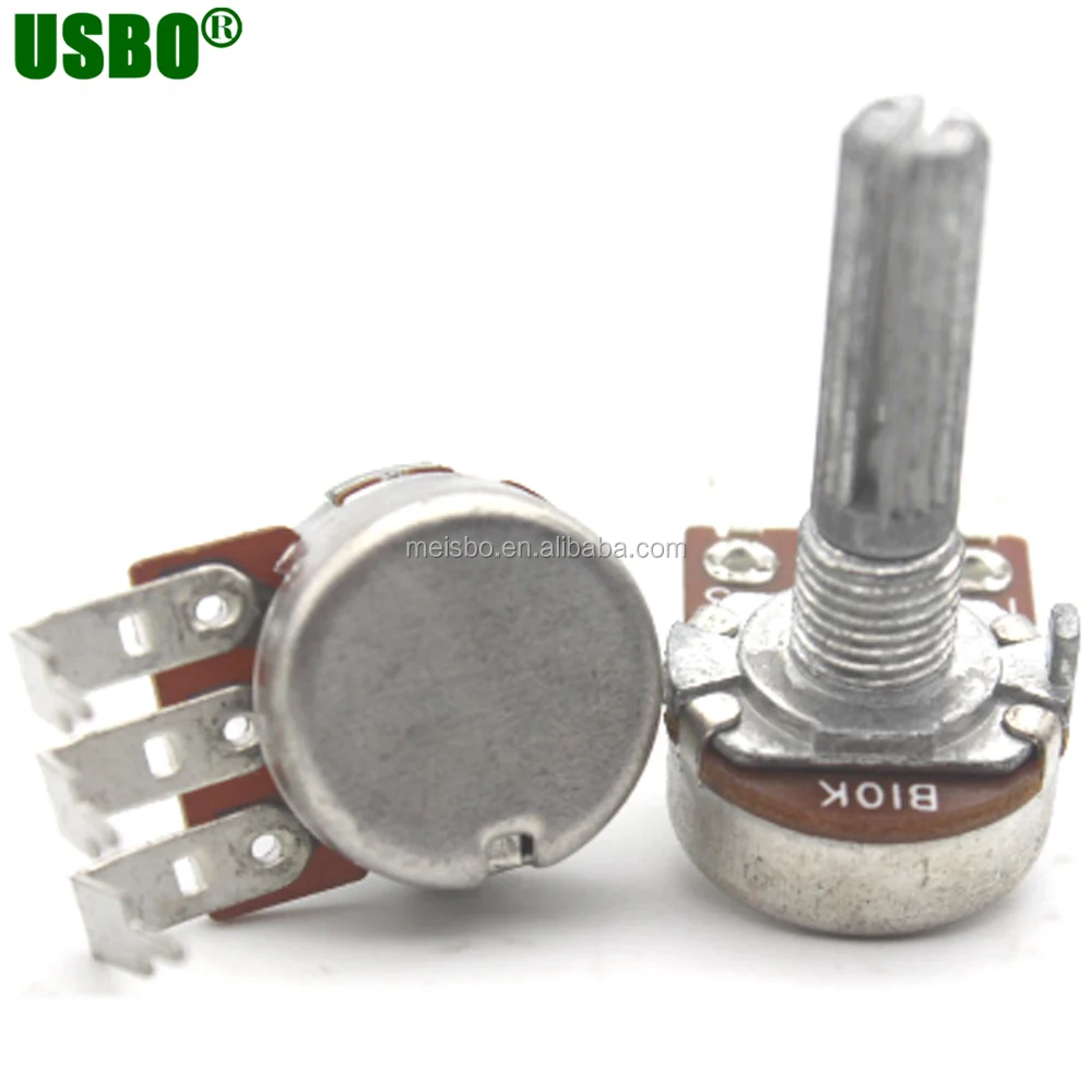 B10k Metal Shaft Rotary Potentiometer For Audio Volume Control - Buy ...