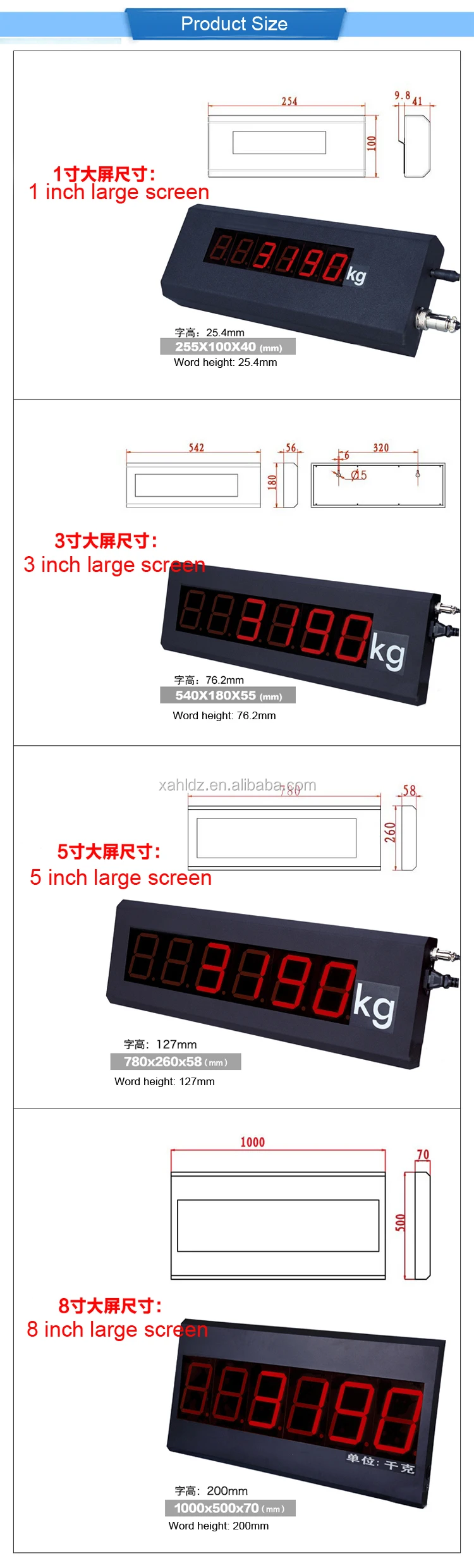 YHL Wired Weighbridge Display - Large External Screen