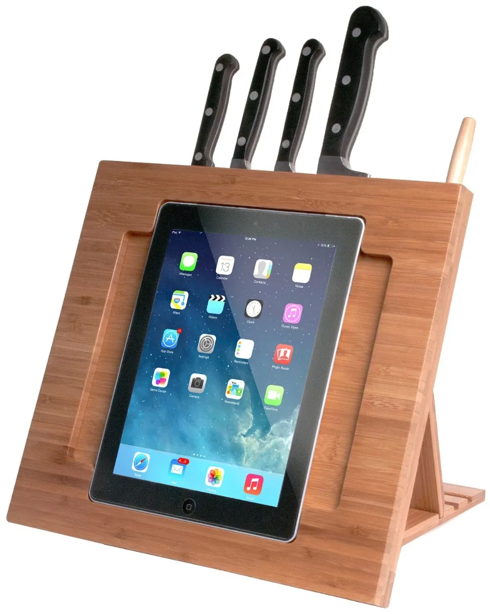 2015 New Design Bamboo Adjustable Kitchen Stand For Pad With Knife ...