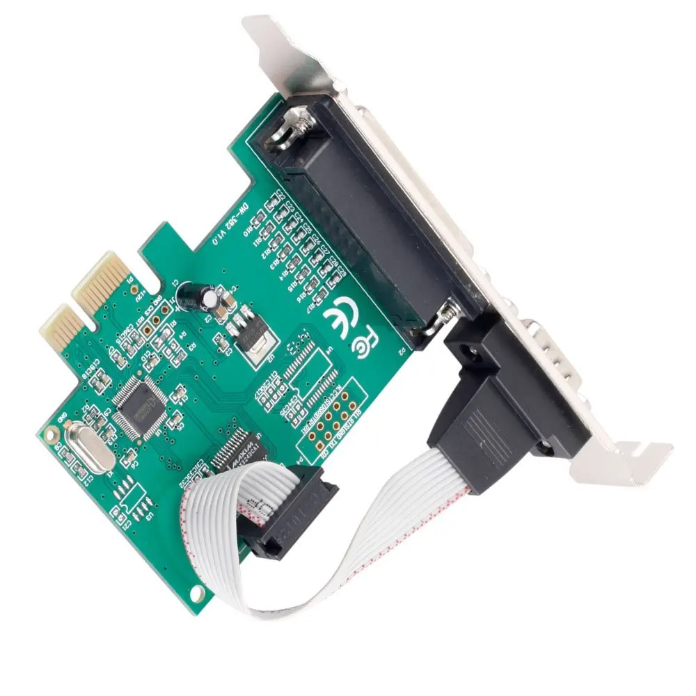 Pci-e Com التسلسلي Db9 Rs-232 + Db25 طابعة Lpt1 مهايئ منفذ 1.0 X1 بطاقة ...