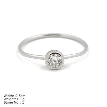 Rza2-030 Simple Fashion Finger Ring One Stone Small Size Fashion Rings ...