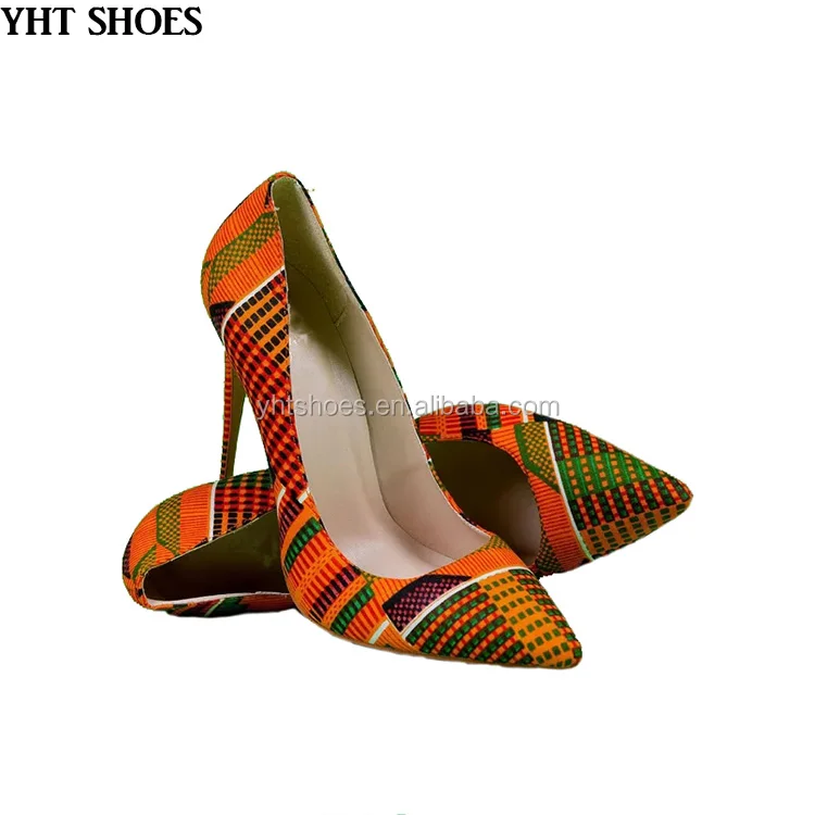 Handmade Shoes Women Sexy African Shoes Ankara Stiletto Pump Footwear ...
