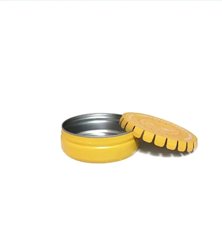 Round Yellow Metal Click Clack Mint Tin Box Containers For Candy Push ...