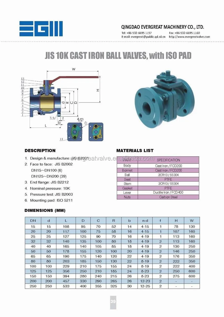Jis 10k Cast Iron Ball Valves - Buy Ball Valve,Jis Ball Valve,Cast Iron ...