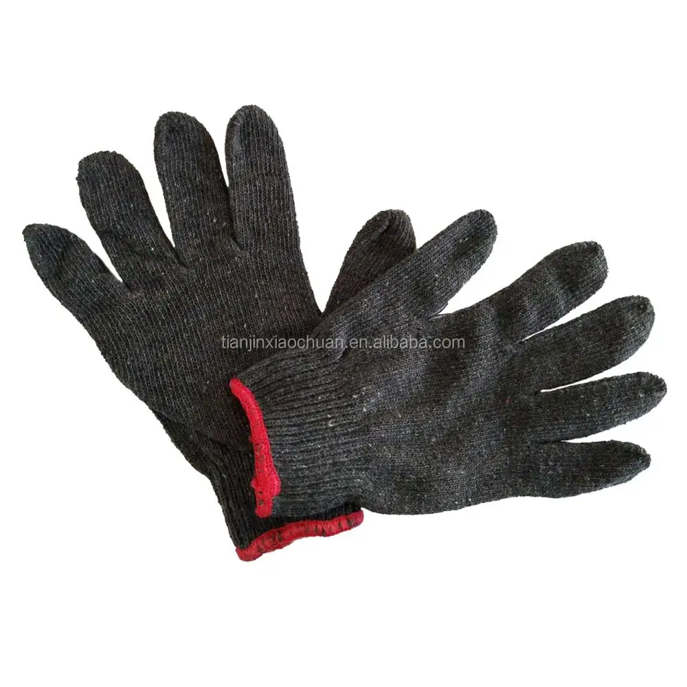 Black String Knitted Cheap Cotton Work Gloves - Buy Black Gloves,Black ...