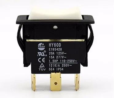 KEDU ON OFF ON DPDT Momentary White Color 3 Way Rocker Switch With UL ...