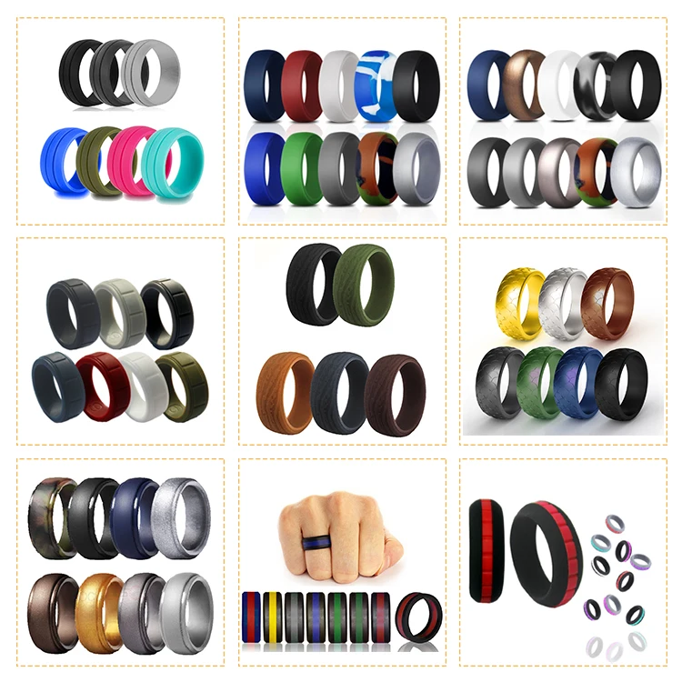 Custom Couple Rubber Finger Ring Band Jewelry Wedding Silicone Rings ...