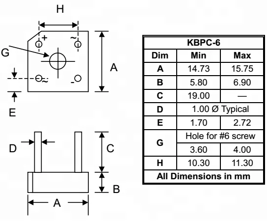 Conector-in Kbpc604 Diodo Quadrado Ponte 6a 400v Dip-4 Ponte Rectificador Kbpc604 Diodo - Buy ...