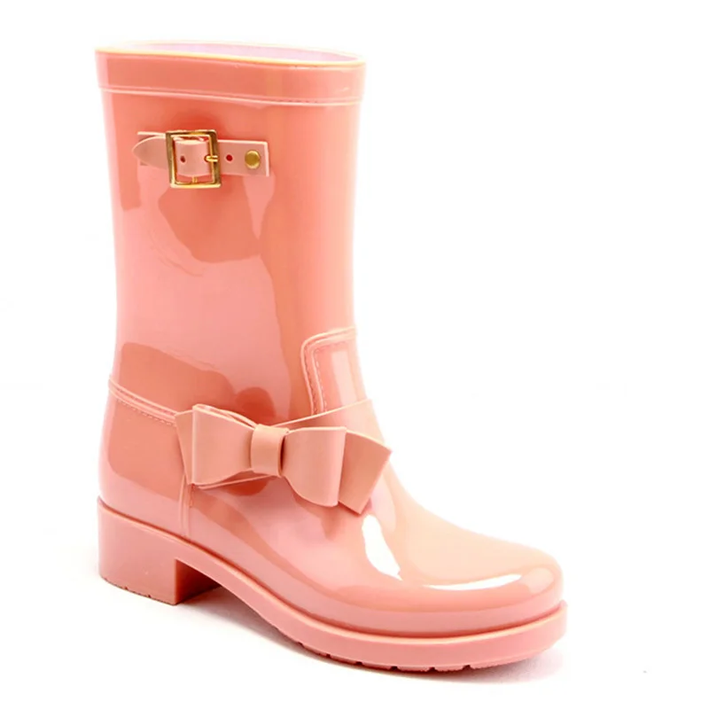 Pvc Women Plastic Rain Boots With Bowknot,Rain Boots Custom Printing ...