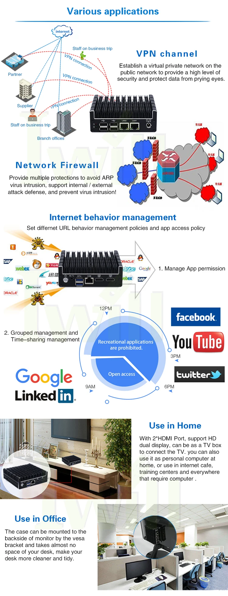 Iwill Mini PC J3060 Dual Core Fanless Computer for Digital Signage