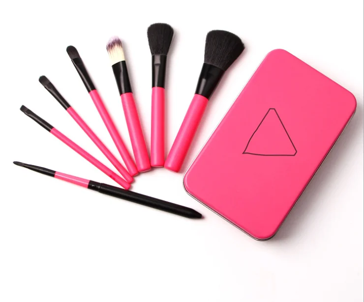 Cool Girl Pink Triangle Iron Box Portable Synthetic Brush 7 Piece ...