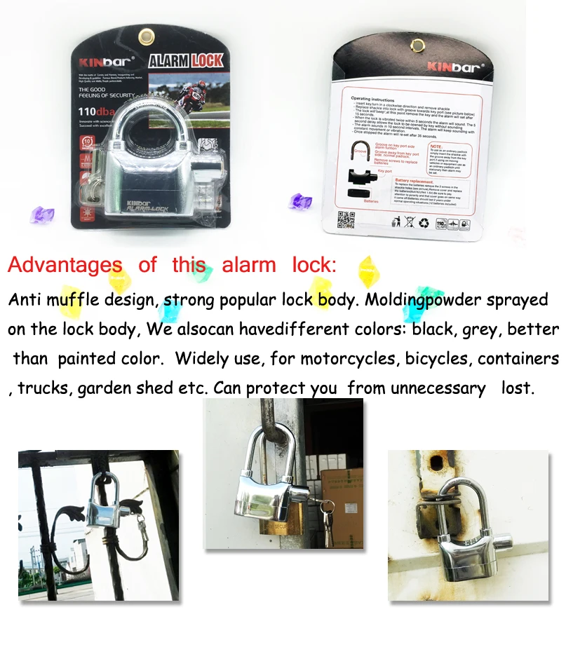 Kinbar Zinc Alloy Black Anti-theft Motorcycle Alarm Lock 110db Alarm ...