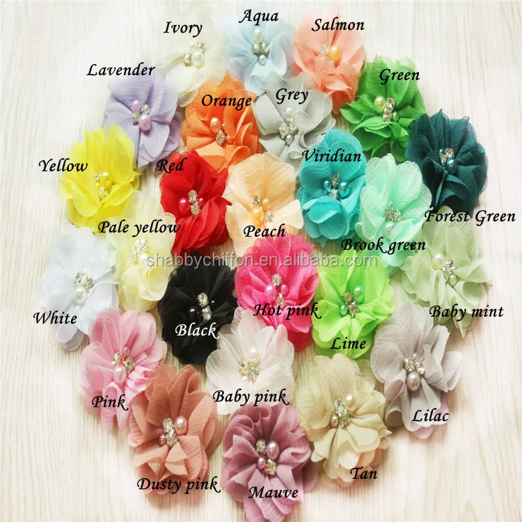 Vintage Rhinestone Chiffon Ruffle Flower,Cheaper Fabric Flower For ...