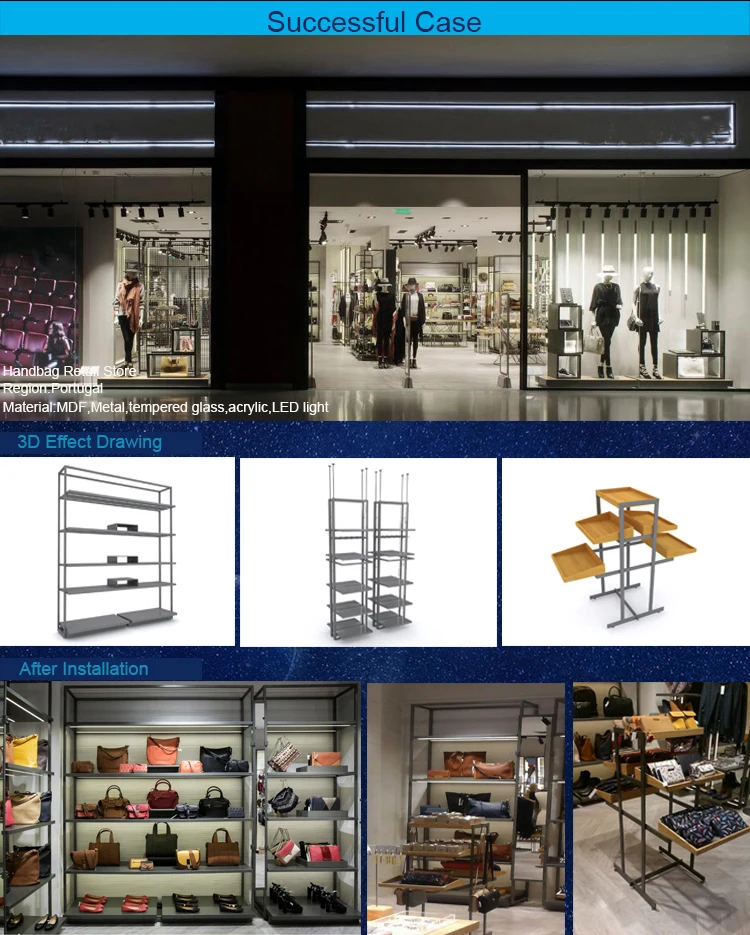 Luxury Wood Shelves for Displaying Fashion Handbags & Shoes