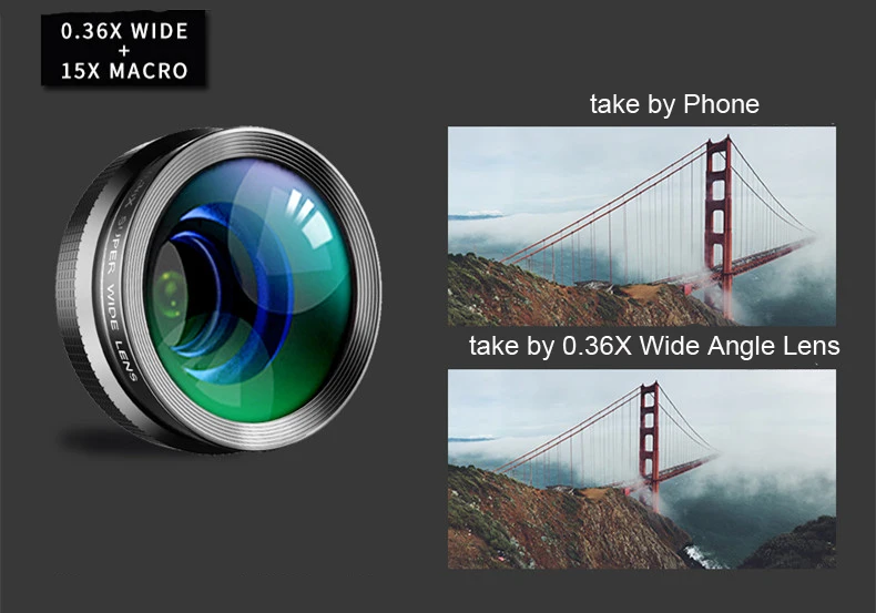 3 In 1 Kit Fisheye Fish Eye Lens 0.67x Wide Angle 10x Macro Lens Mobile ...
