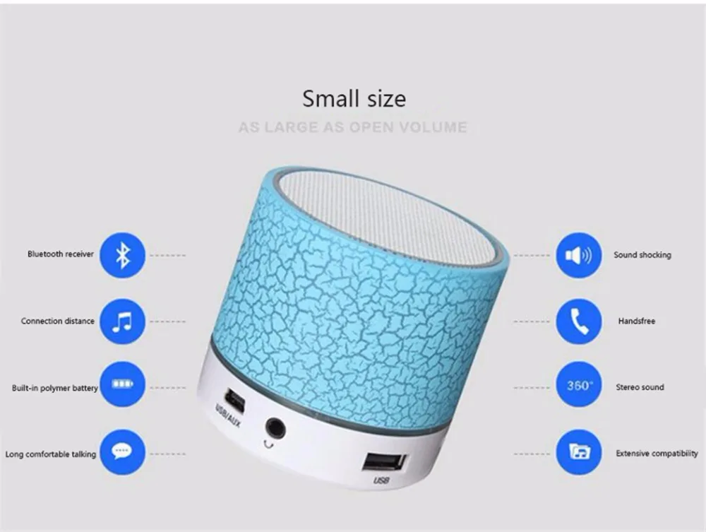 Led Tf Usb Subwoofer Loudspeakers Portable Wireless Speaker With 3.5mm ...