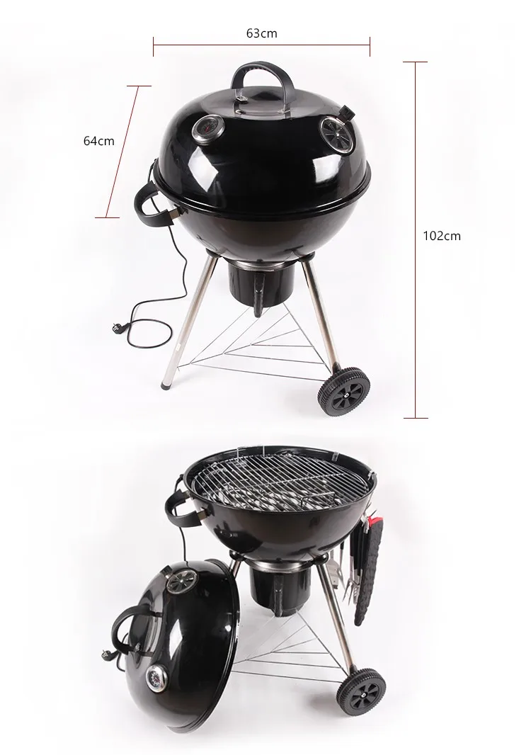 Stainless Steel Round Kettle Charcoal Bbq Grills Portable Outdoor Ss ...