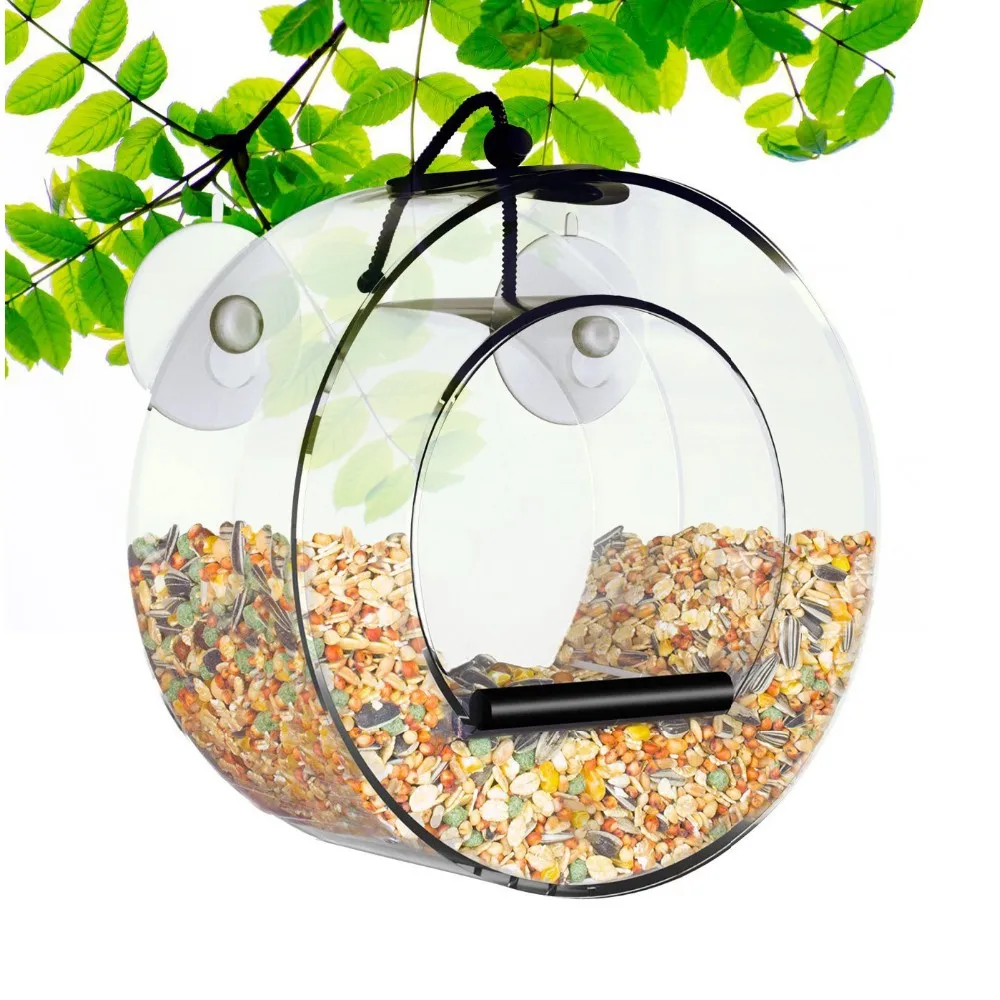 Custom Round Acrylic Circular Design Window Hanging Bird Feeder ...