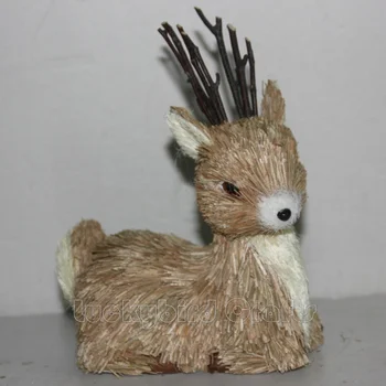Christmas Deer Decoration/natural Straw Deer/standing Deer Ornament ...