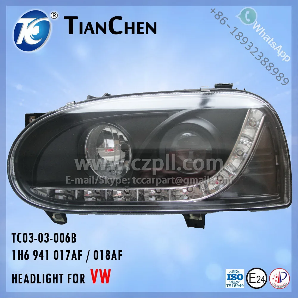 Headlight For Golf 3 / Headlamp For Vw Golf 1992 - 1997 Black Led 1h6 ...