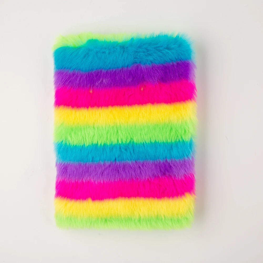 Rainbow Beautiful Color Soft Fluffy Cover Notebook for Gift