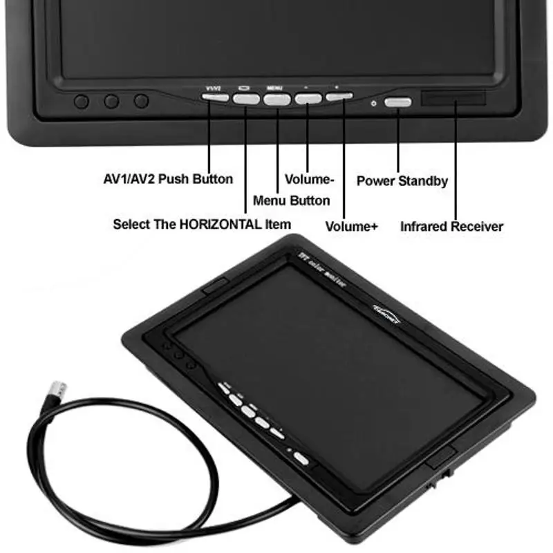 7 Inch Car Monitor - TV/DVD Player with 800x480 Resolution