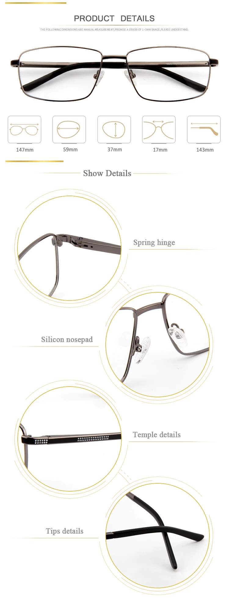 Latest Big Size Thick Temple Metal Optical Frames - Buy Latest Metal ...